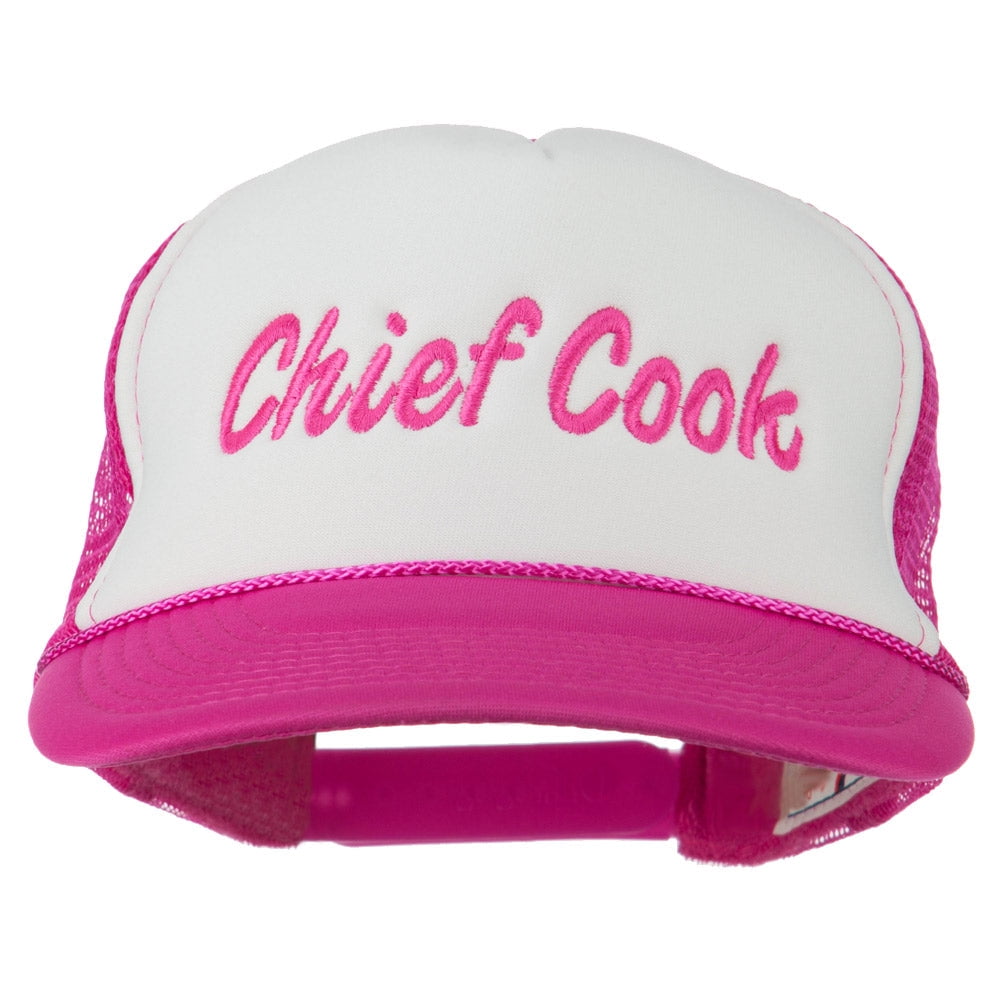 Chief Cook Embroidered Foam Mesh Cap - Hot Pink White OSFM - Walmart.com