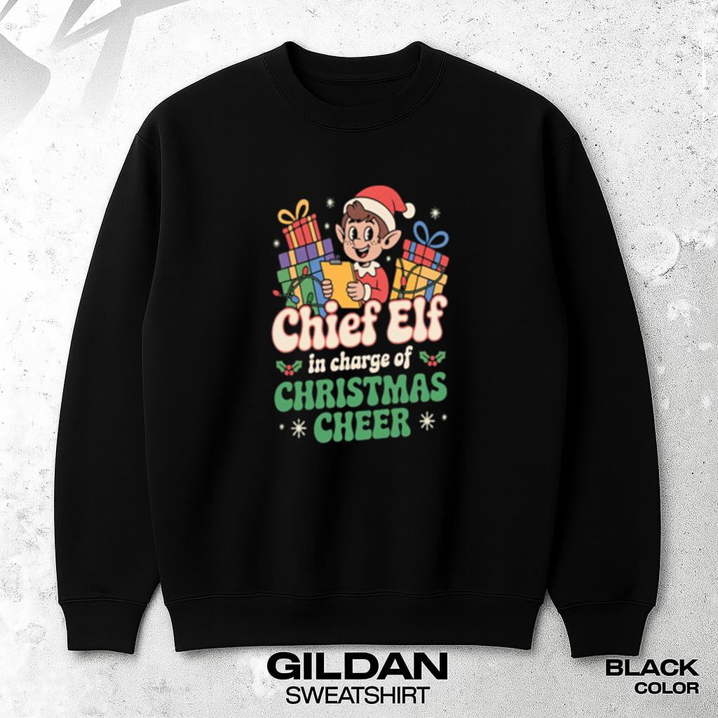 Chief Elf In Charge Of Christmas Cheer Holiday Helper Retro Art ...