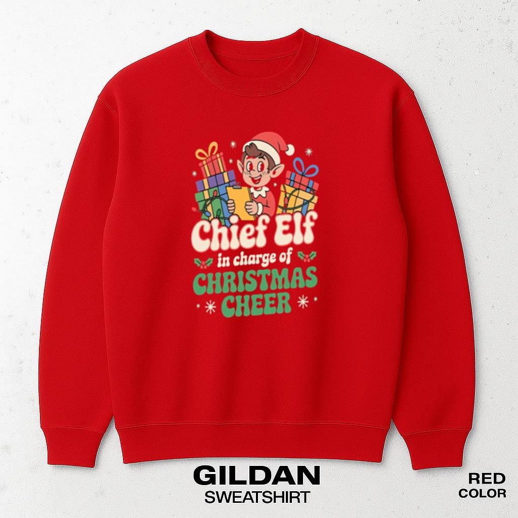 Chief Elf In Charge Of Christmas Cheer Holiday Helper Retro Art ...