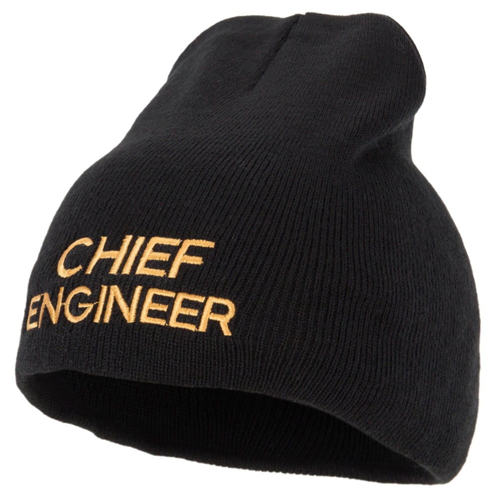 Chief Engineer Embroidered 8 Inch Knitted Short Beanie - Black OSFM ...