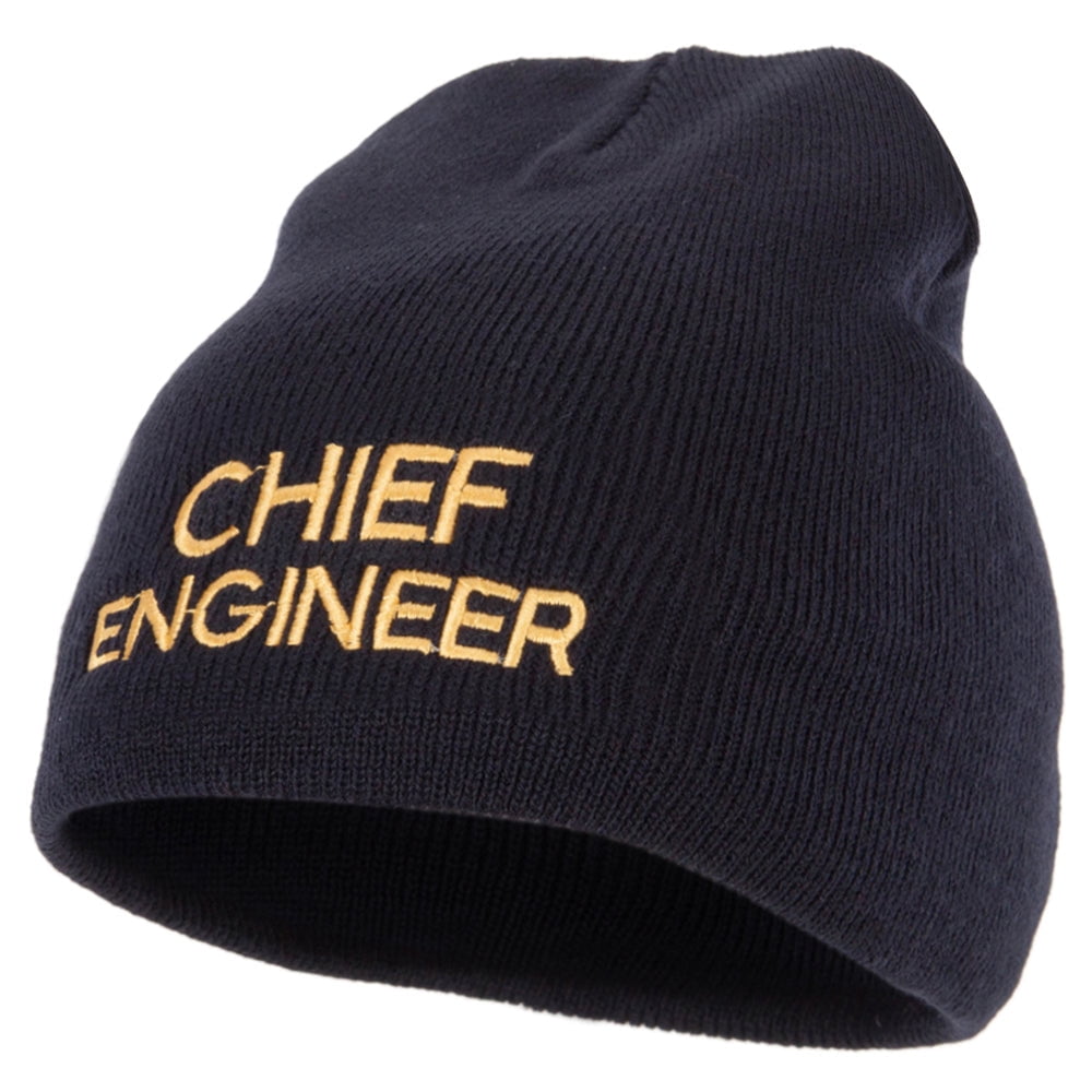 Chief Engineer Embroidered 8 Inch Knitted Short Beanie - Navy OSFM ...