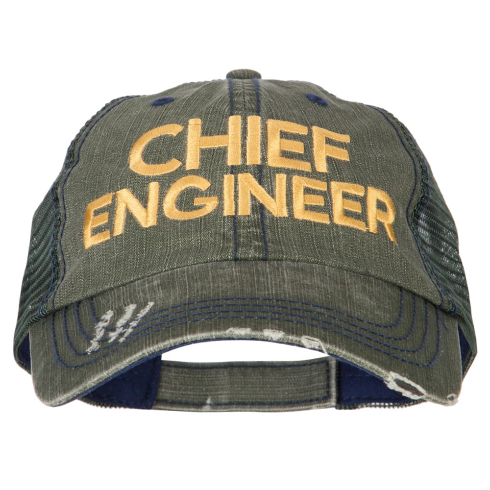 Chief Engineer Embroidered Low Profile Cotton Mesh Cap - Green OSFM ...
