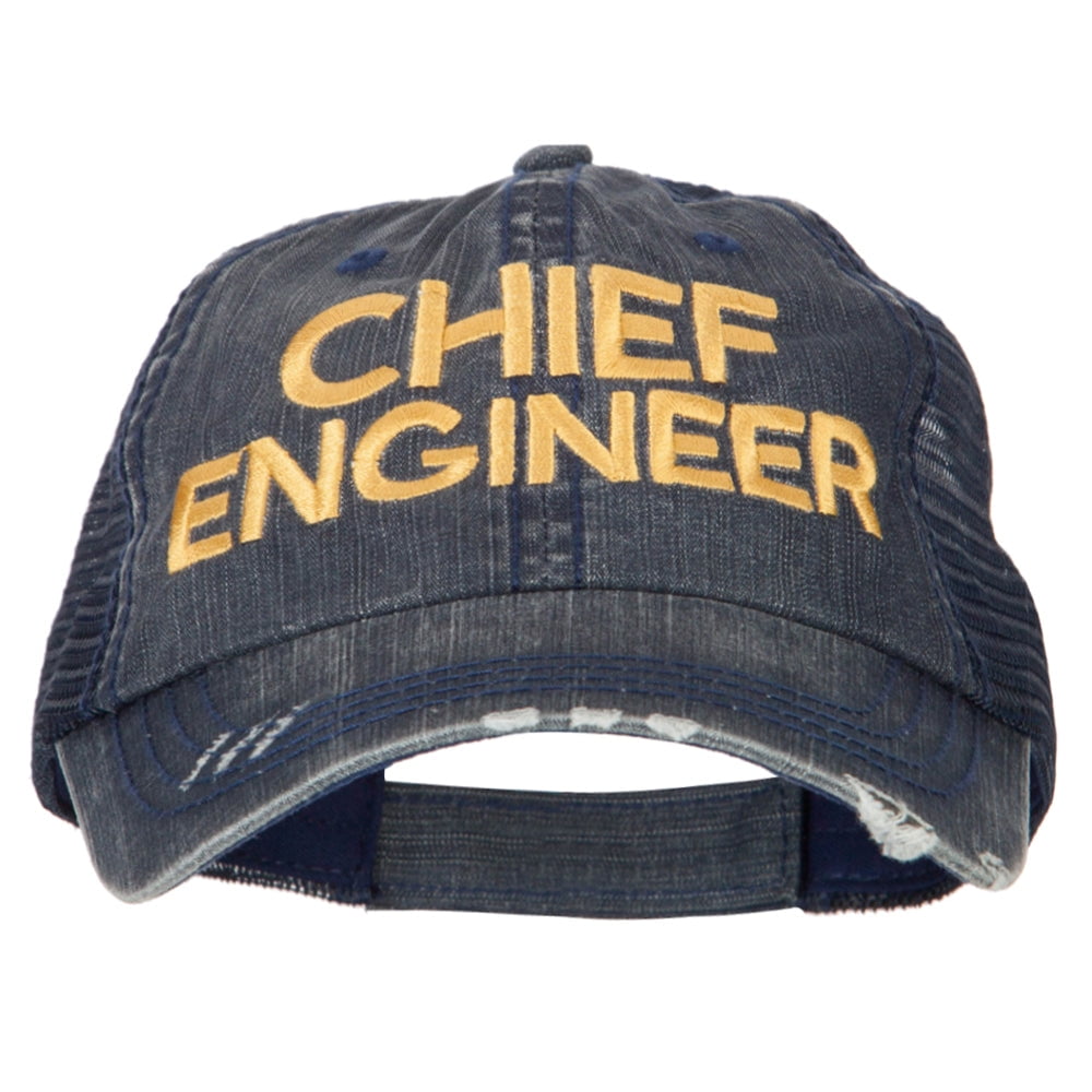 Chief Engineer Embroidered Low Profile Cotton Mesh Cap - Navy OSFM ...
