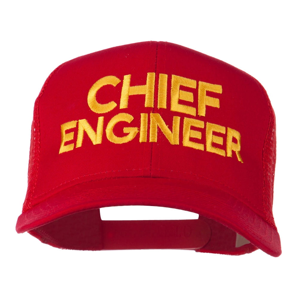 Chief Engineer Embroidered Twill Mesh Cap - Red OSFM - Walmart.com
