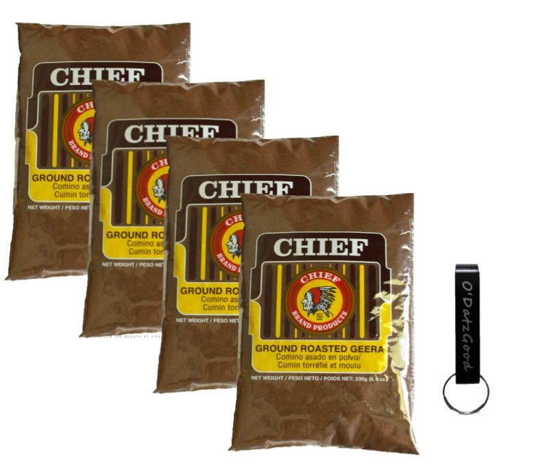 Chief Ground Roasted Geera 8 oz (230g) Pack of 4 Packaged w/ ODatzGood ...
