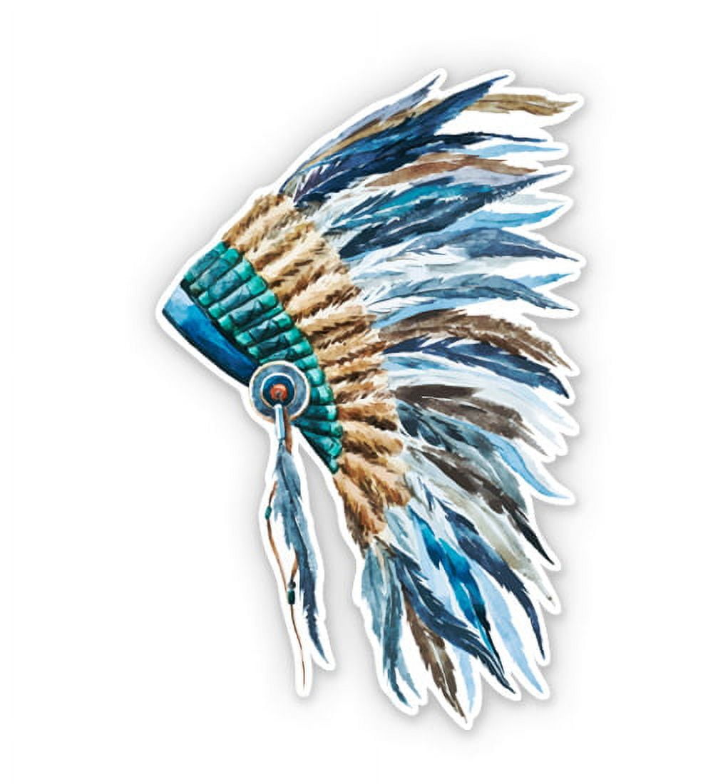Chief Headdress - 5" Vinyl Sticker - For Car Laptop I-Pad - Waterproof ...