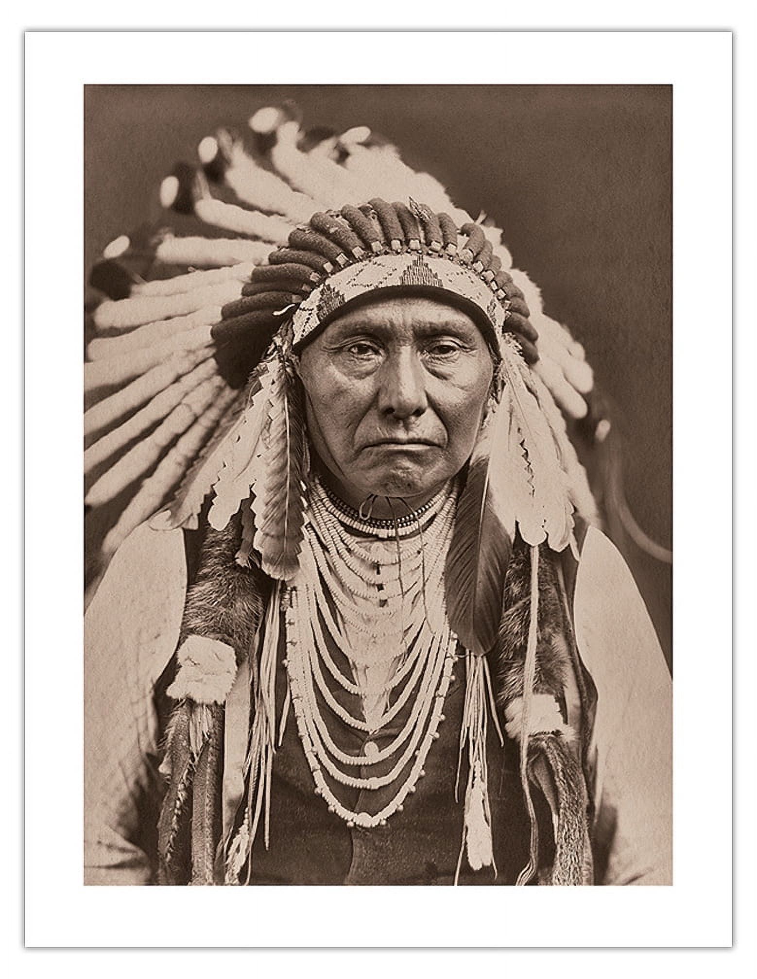 Chief Joseph Nez Percé War Bonnet - North American Indian - Vintage B&W ...