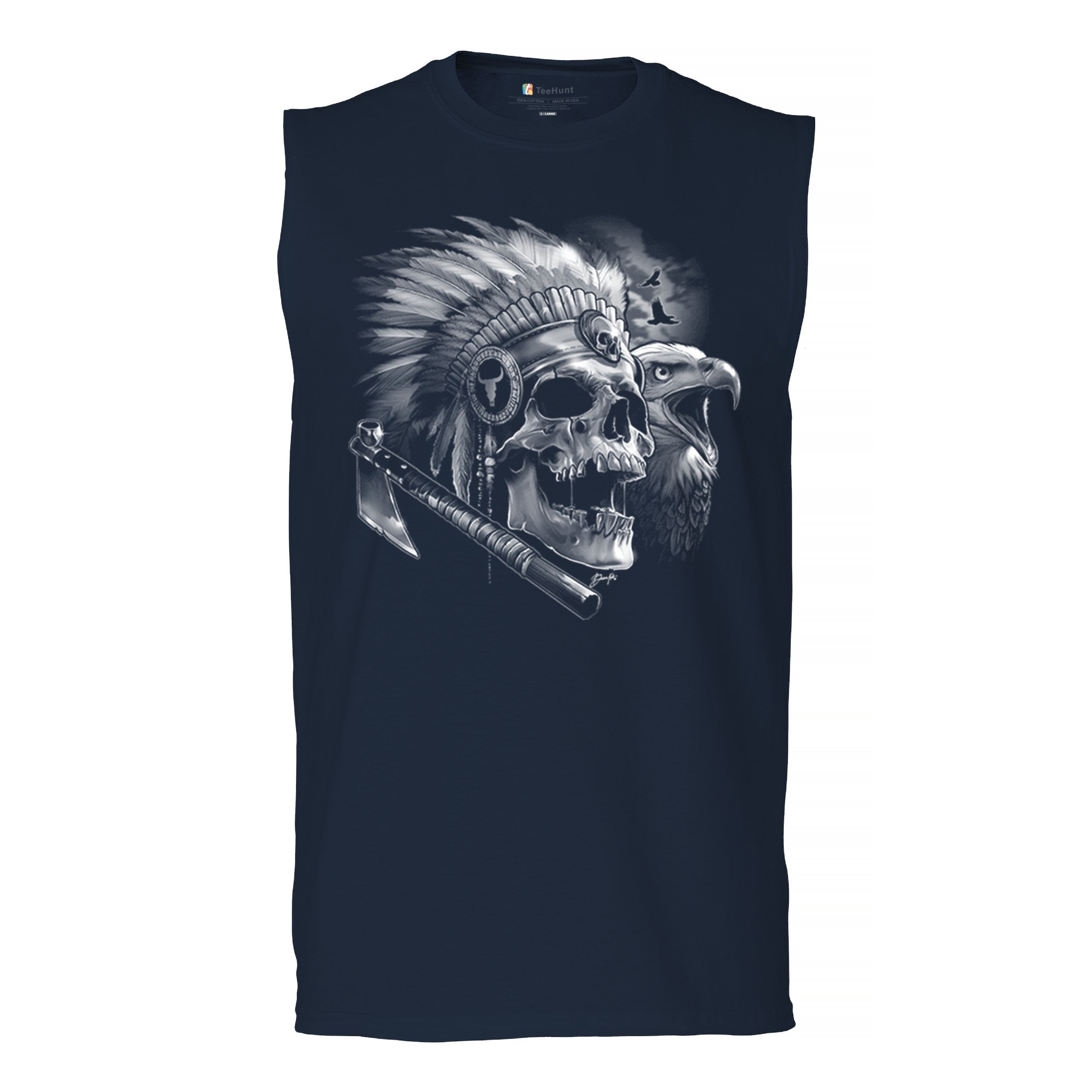 Chief Skull Eagle Muscle Shirt Patriotic Freedom USA America Pride ...