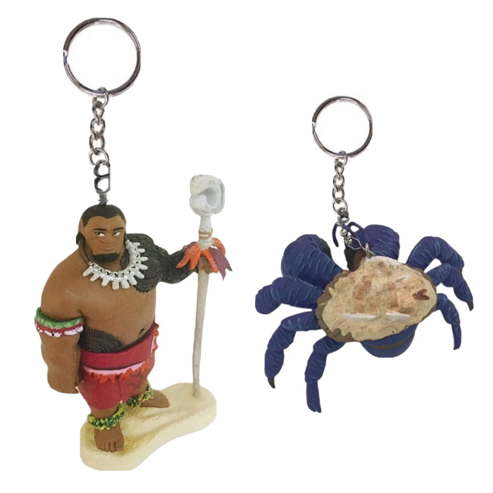 Chief Tui Moana Dad & Tamatoa Crab Key Ring Keychain Ornament Figure ...