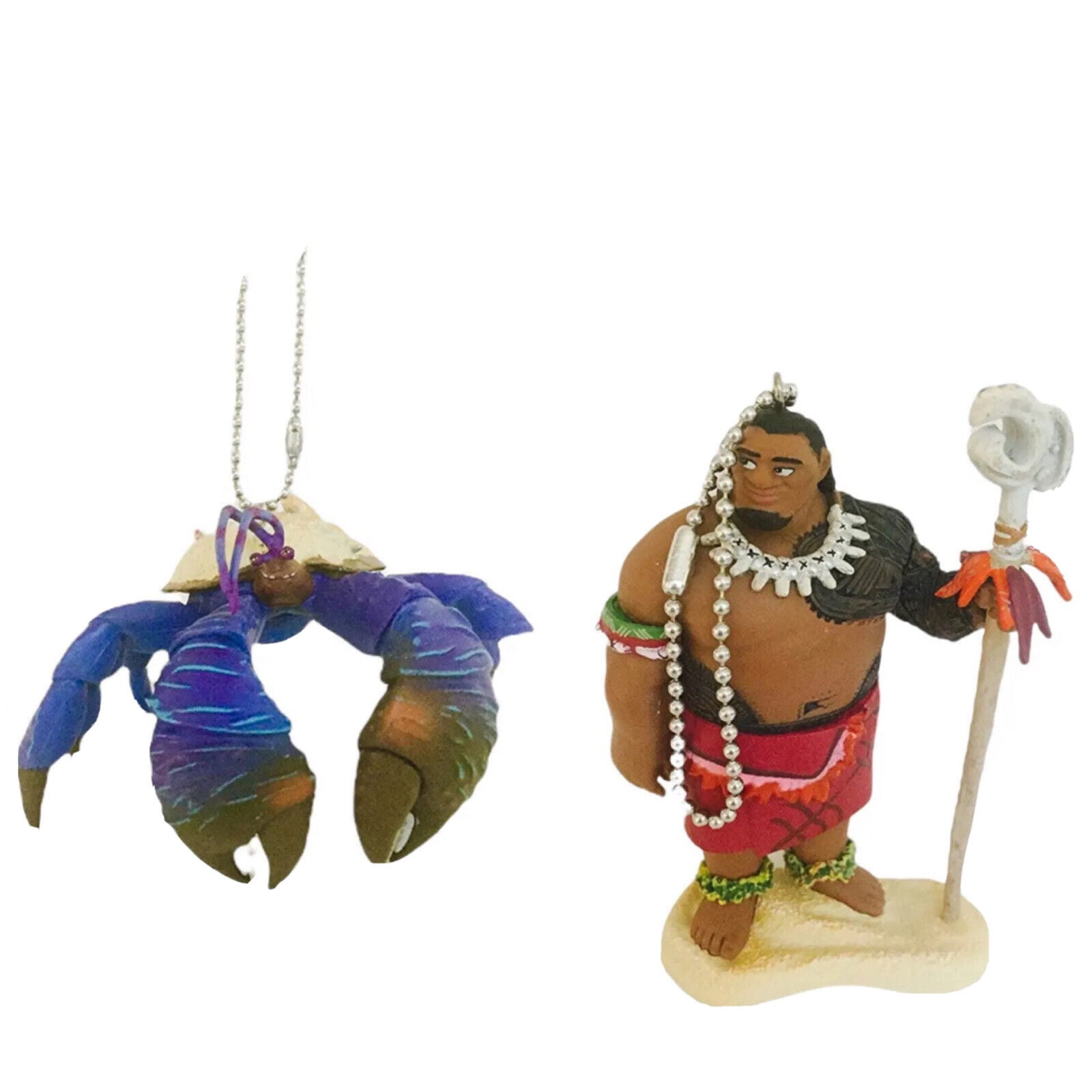 Chief Tui Moana Dad & Tamatoa Crab Ornament Figure PVC Figurine Charm ...