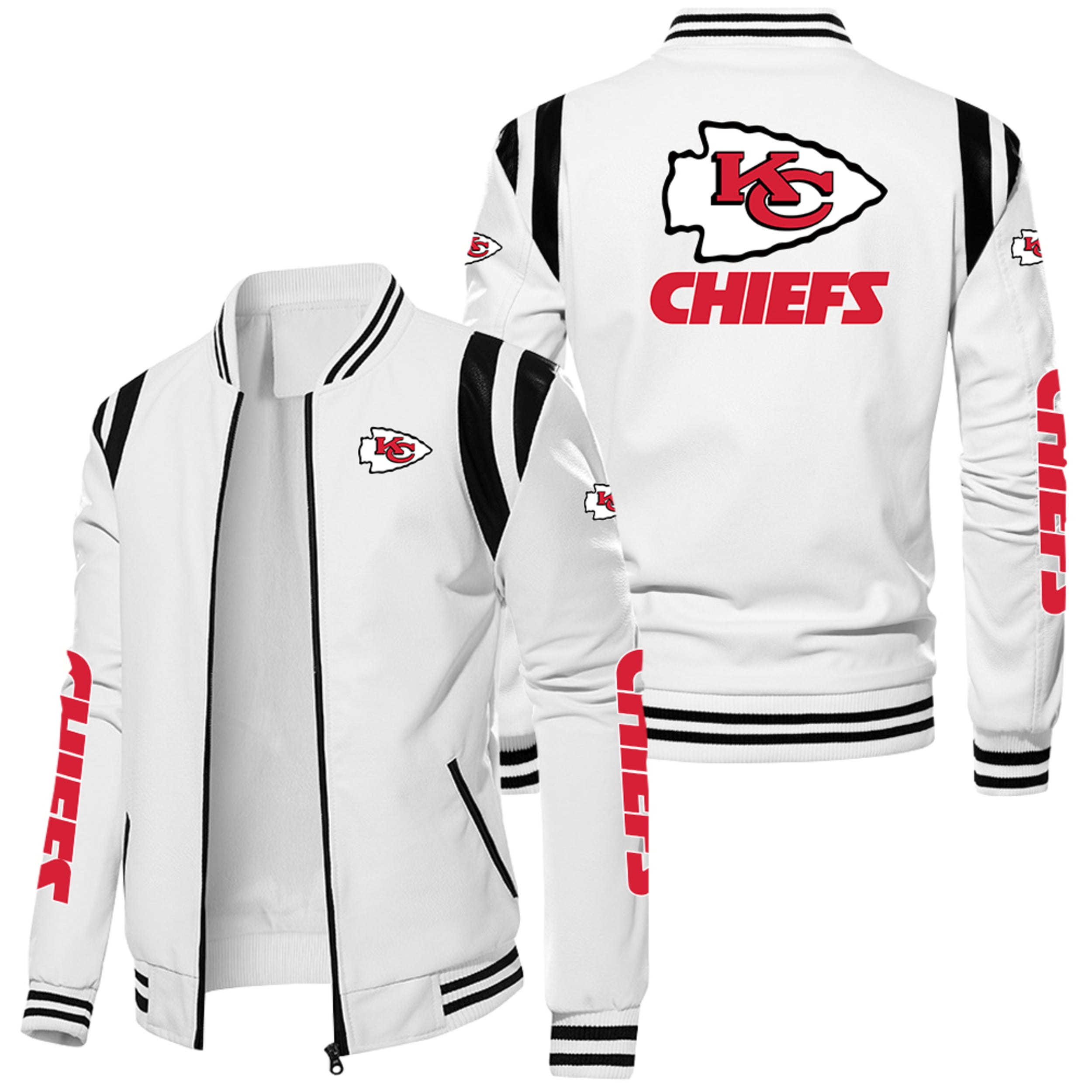 Chiefs- Men's Faux Leather Jacket Football Fashion Varsity Jacket ...