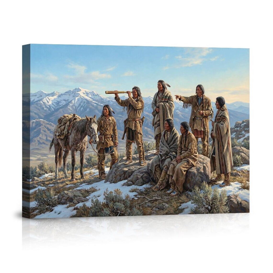 Chiefs On Mountain Peak Historic Indigenous Leaders Landscape For ...
