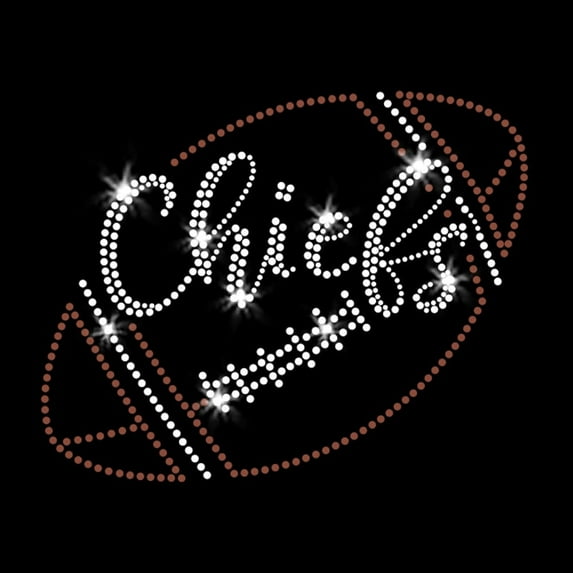 Chiefs Script Football Sparkly Bling Iron-on Clear Crystal Rhinestone ...