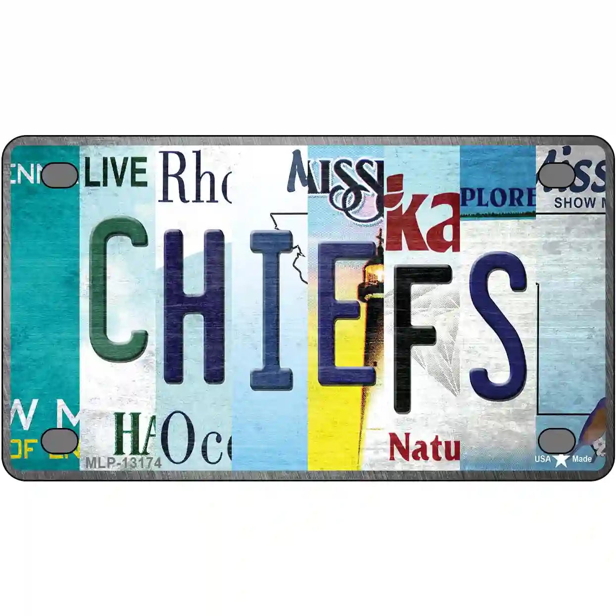 Chiefs Strip Art Novelty Metal License Plate Tag 4" x 2.2" Mini (MLP ...