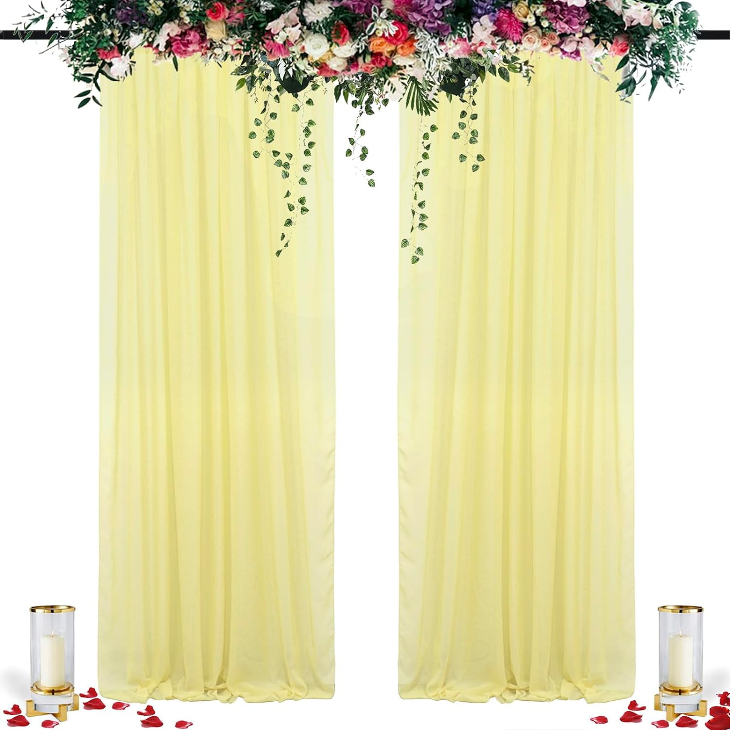 Chiffon Backdrop Curtain 96 Inch Length 2 Panel 29 Inch Width Wedding ...