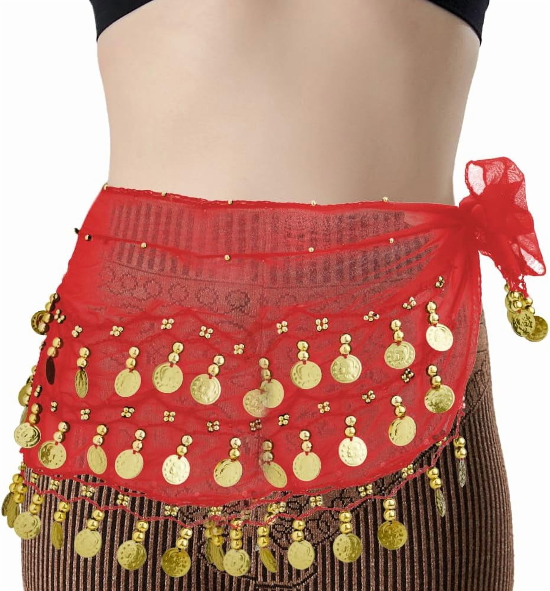 Chiffon Belly Dancing Scarf 54.54 inch Belly Dancing Skirt with Gold ...