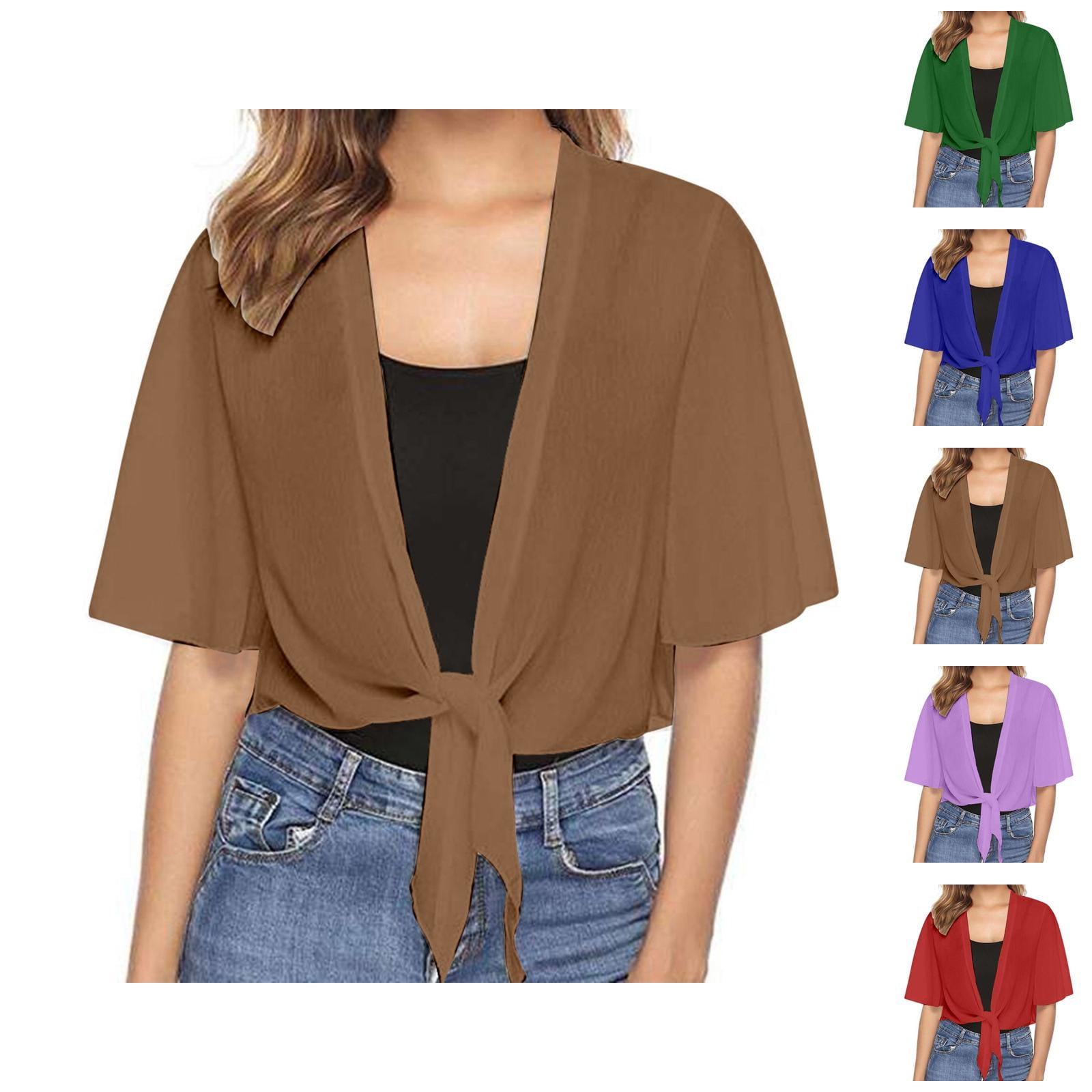 Chiffon Bolero Shrugs for Women 2025 Summer Lightweight Short Sleeve ...