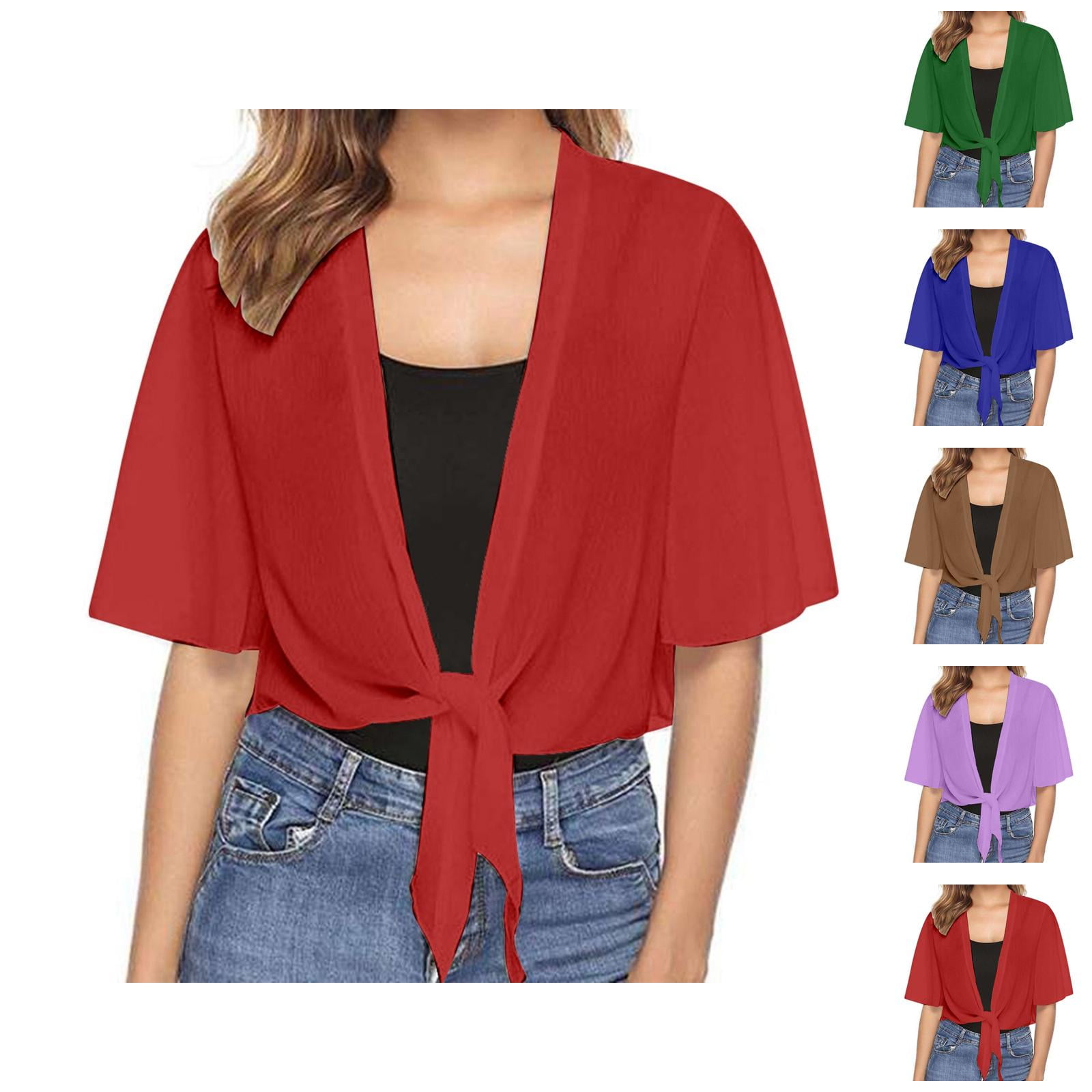 Chiffon Bolero Shrugs for Women 2025 Summer Lightweight Short Sleeve ...