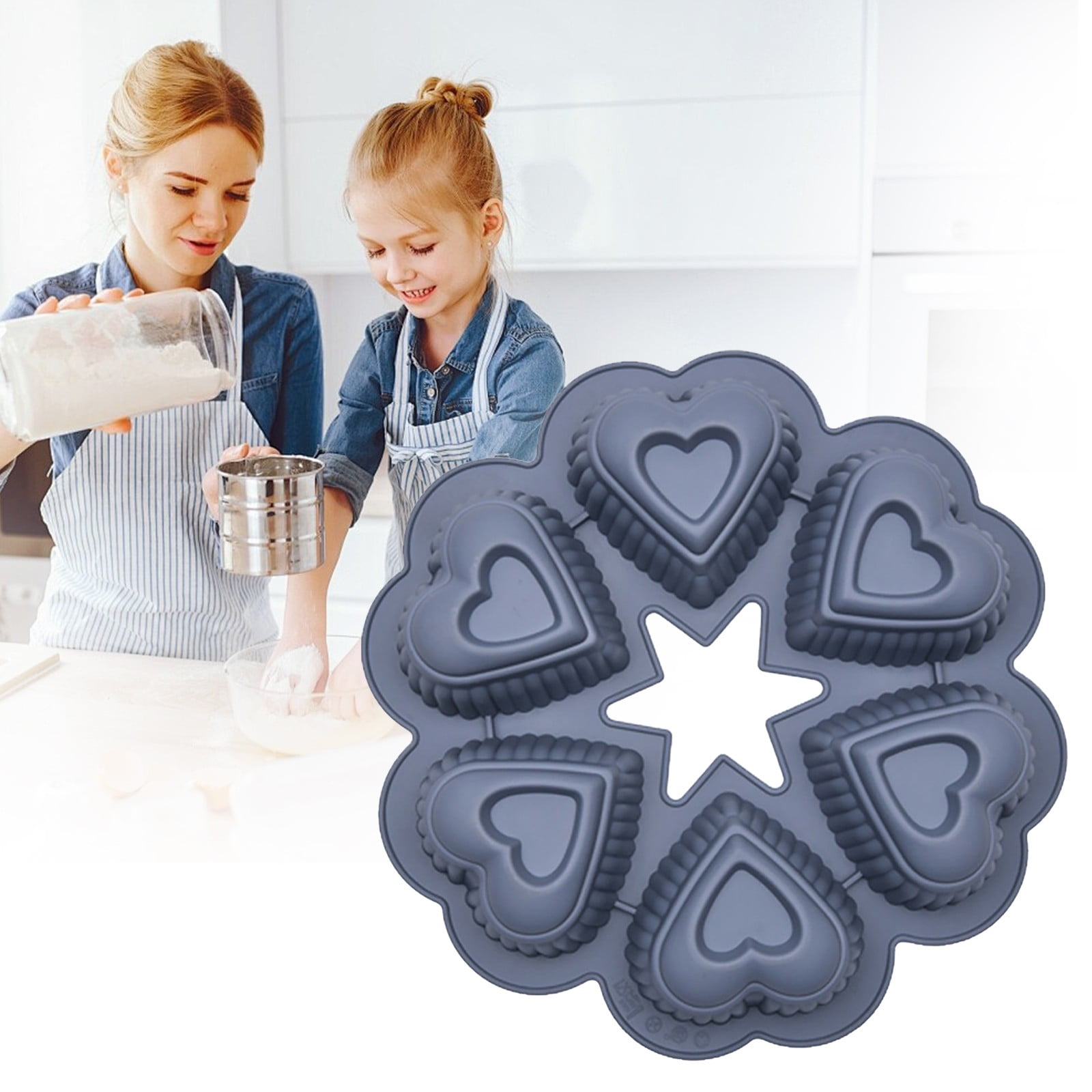 Chiffon Cake Mold Nordic Gray, Heart Shape Silicone Mold, Multipurpose ...