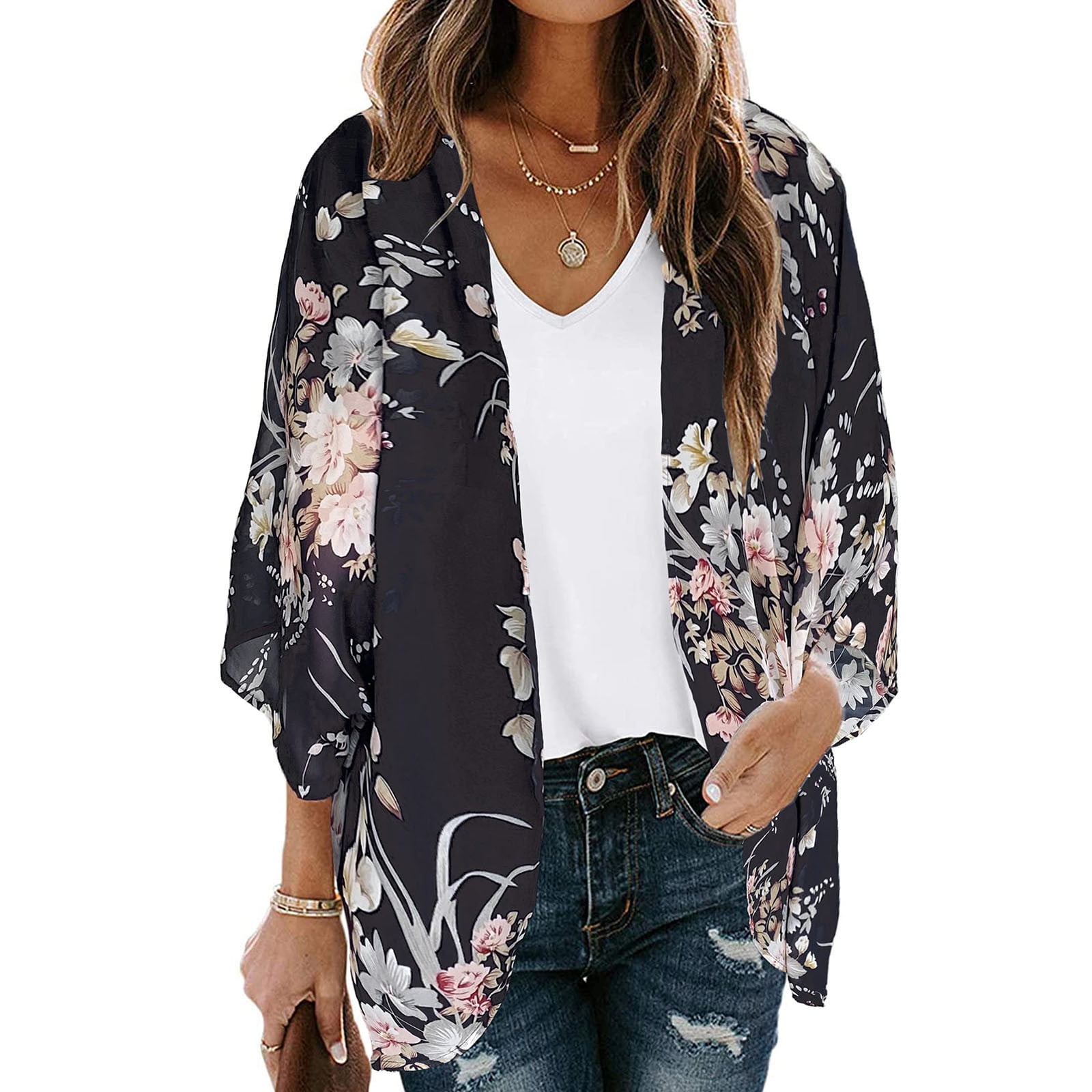 lcziwo 2024 Chiffon Cardigans for Woman Open Front Summer,Women's ...