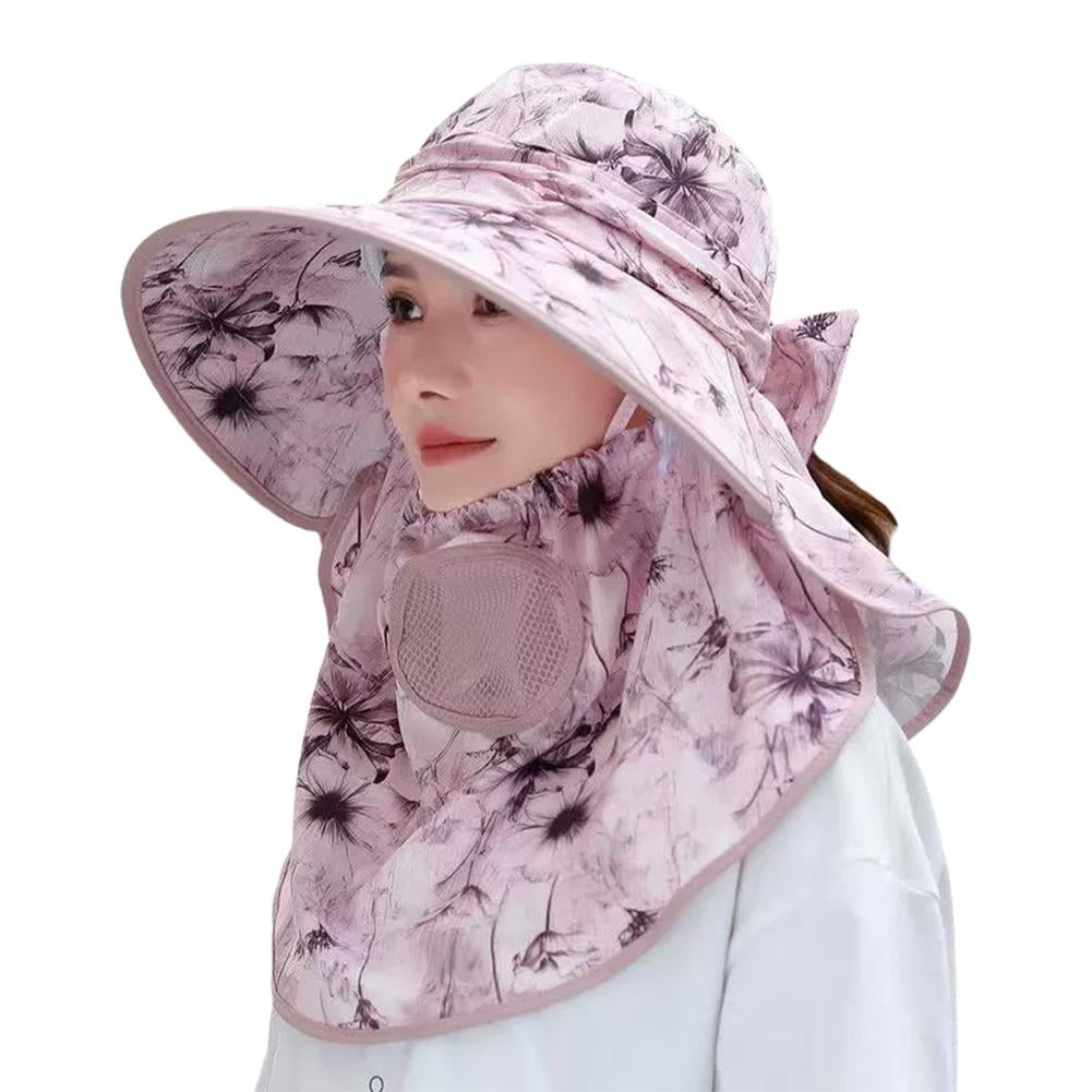 Chiffon Landscape Breathable FaceShield Sun Hat with Large Brim ...