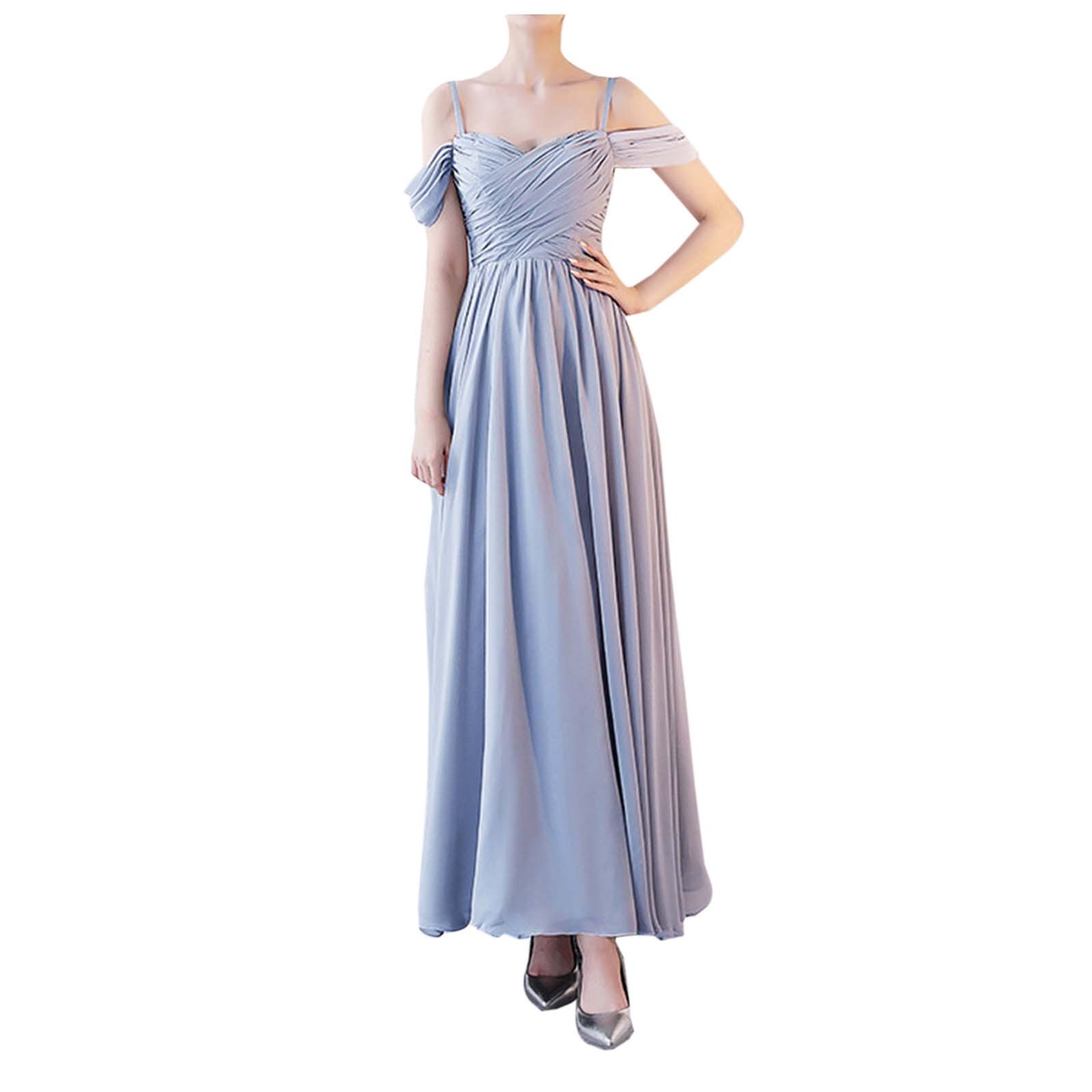 Chiffon Off Shoulder Evening Gown Elegant Women's Formal Dress For ...