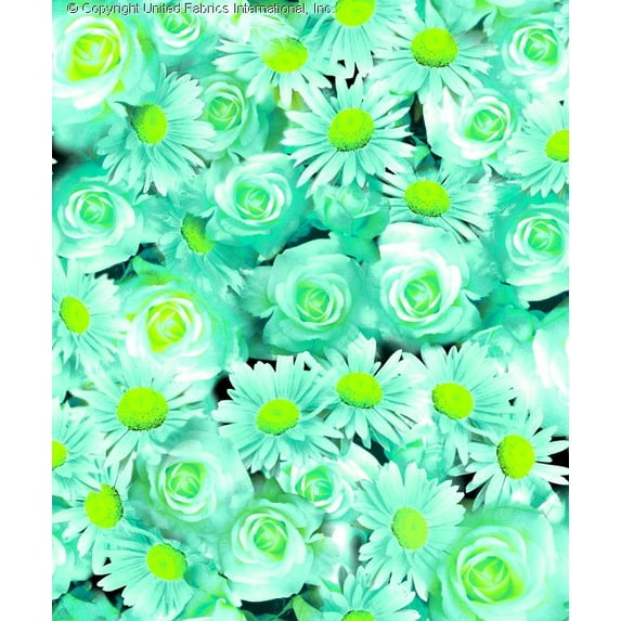 Chiffon Printed Daisy Fuents Print Fabric Floral Sheer Dressmaking Chiffon Fabric (TURQ/BLUE ...