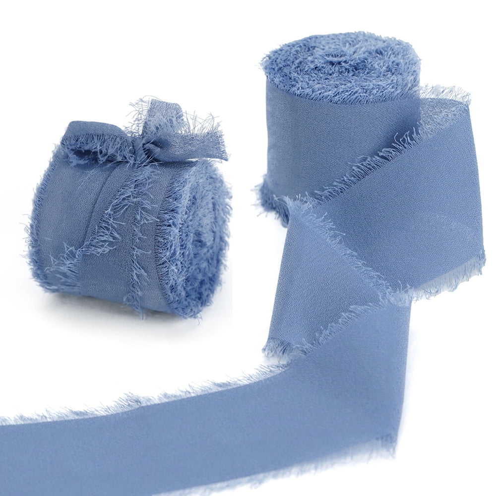 Chiffon Ribbon Dusty Blue Ribbon Fringe Handmade for Wedding ...