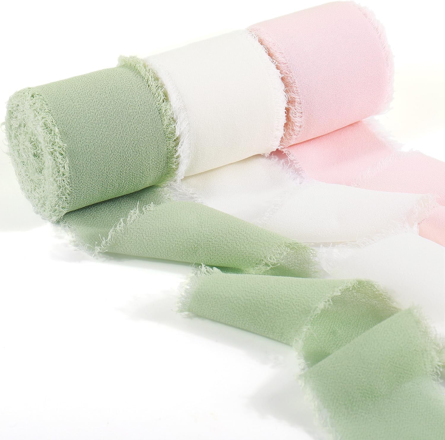 Chiffon Ribbon Fringe Fabric Set 1.5" x 21Yd for Bouquets Wrapping ...
