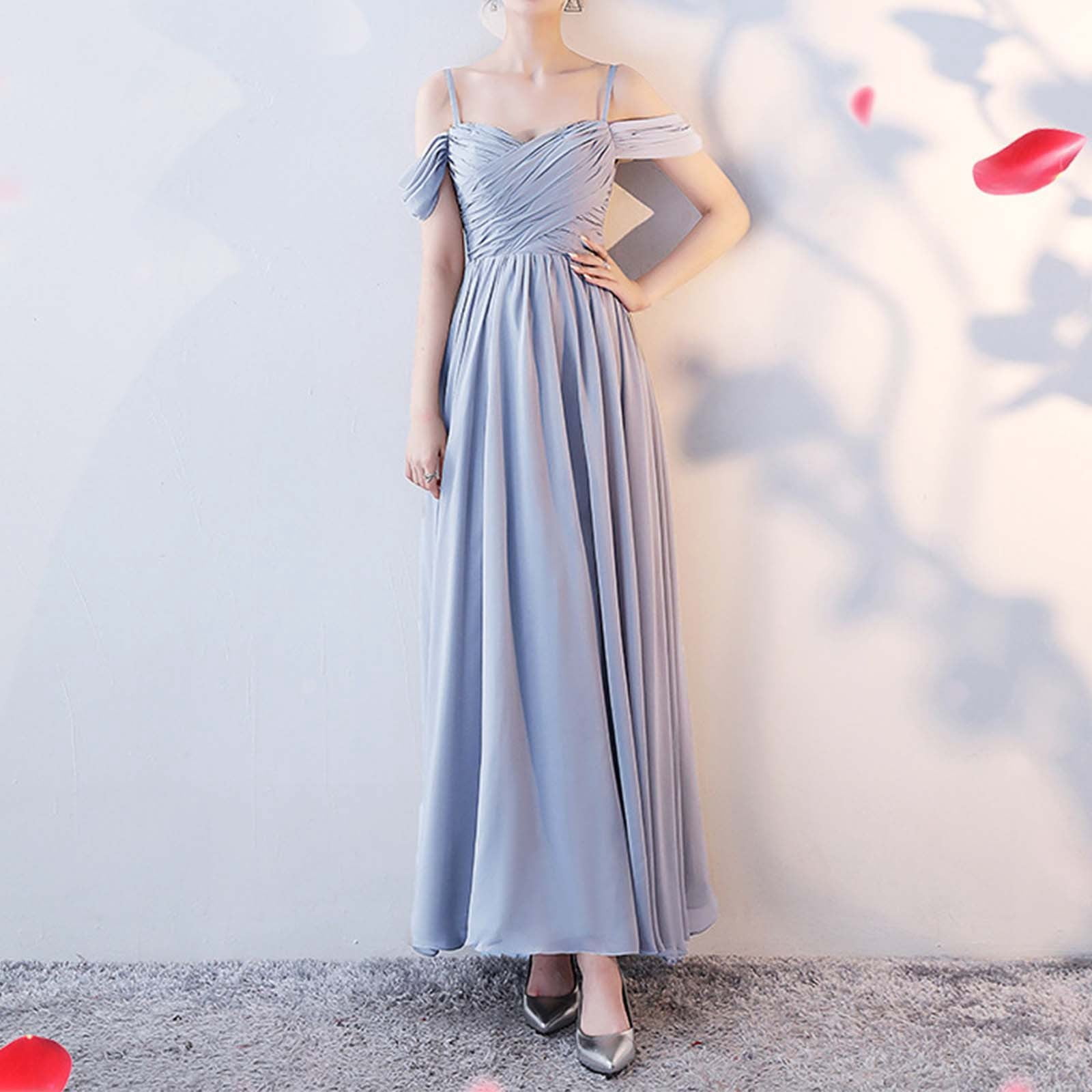 Chiffon Off Shoulder Evening Gown For Banquet Bridesmaid And Annual ...