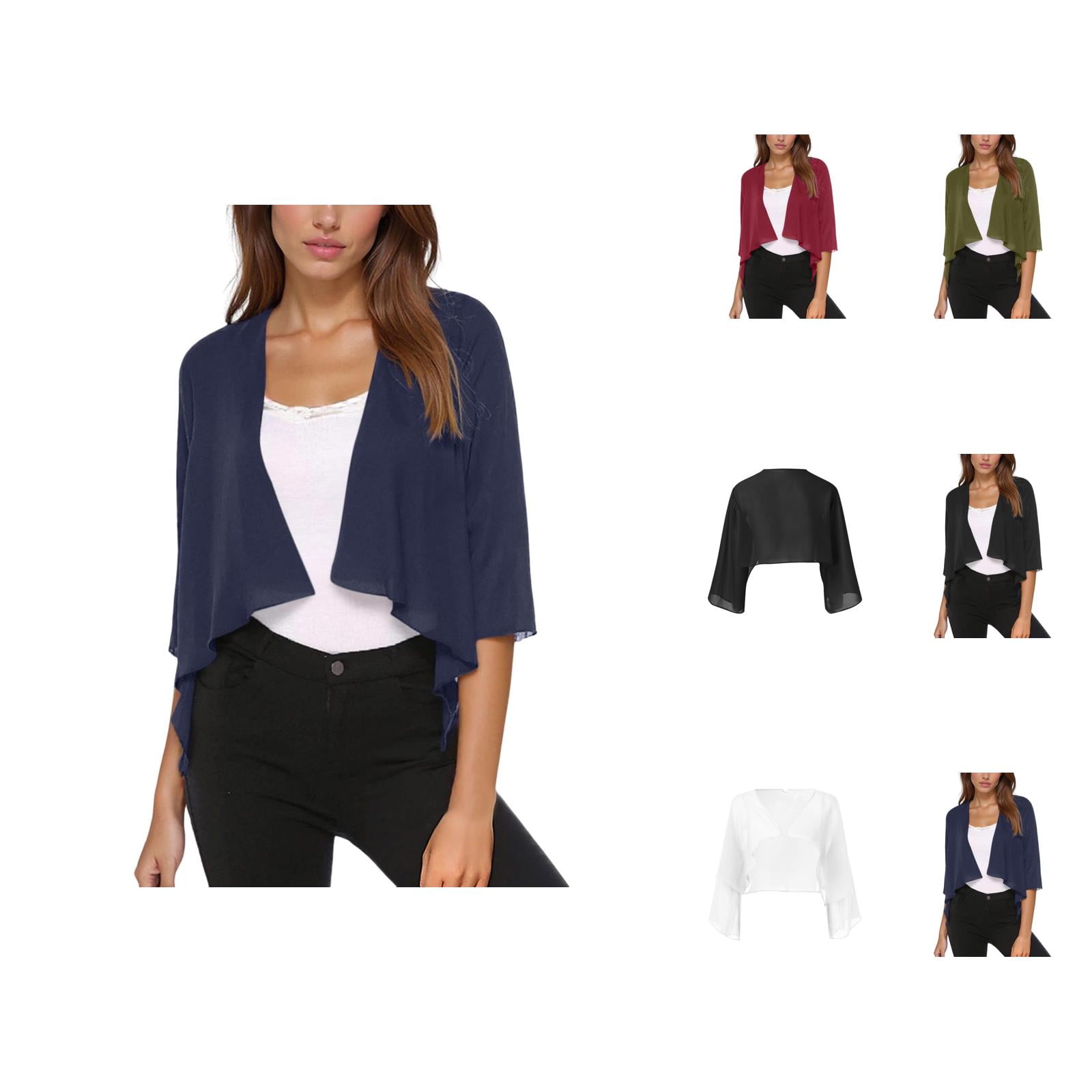 Chiffon Shrugs Cardigans for Women 2025 Lightweight Short Sleeve Open ...