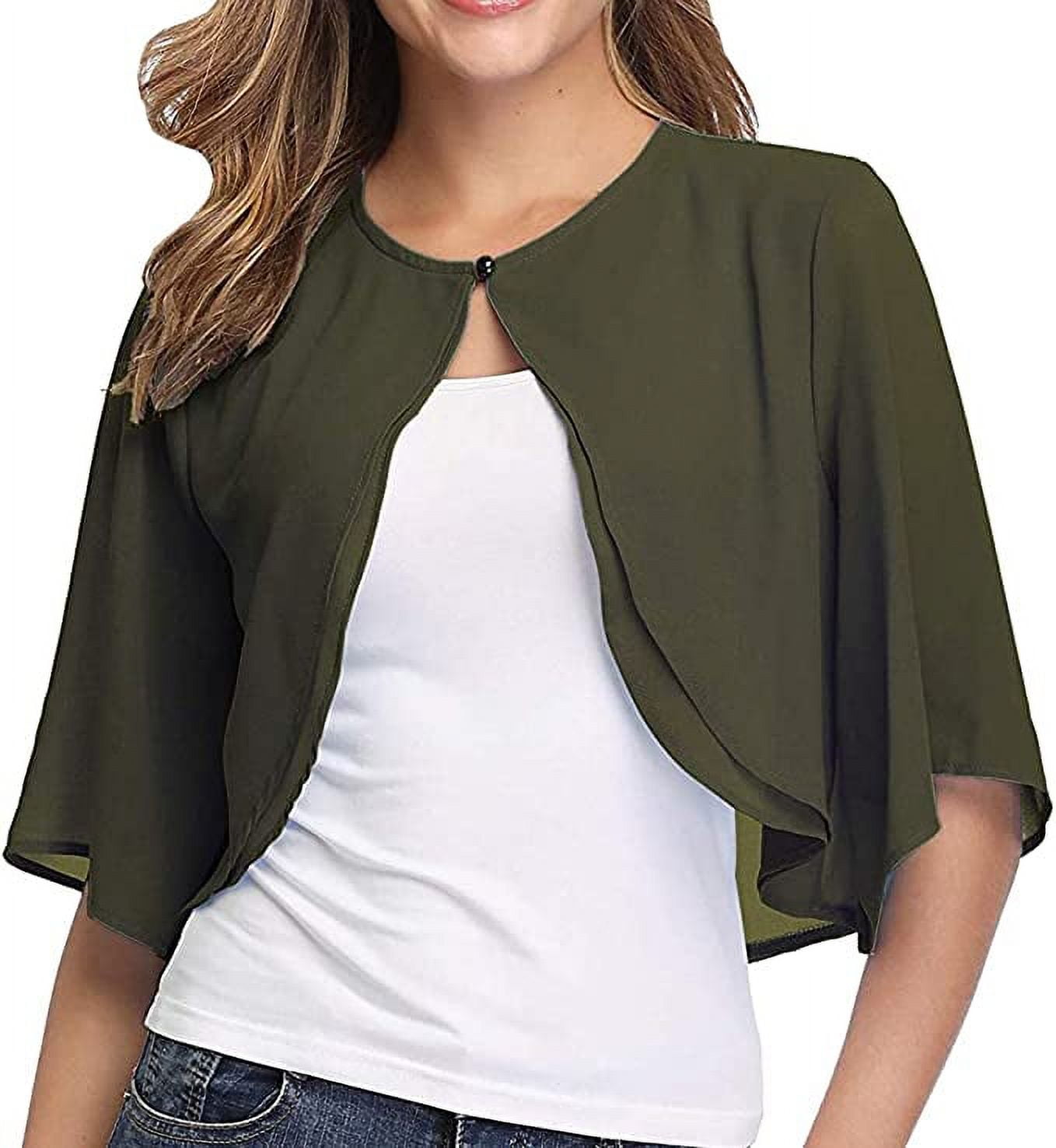 Chiffon Shrugs Half Sleeve Layered Open Front Loose Sheer Bolero ...