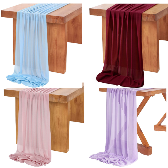 Chiffon Table Runner 29x120 Inches, Romantic Sheer Fabric for Wedding ...