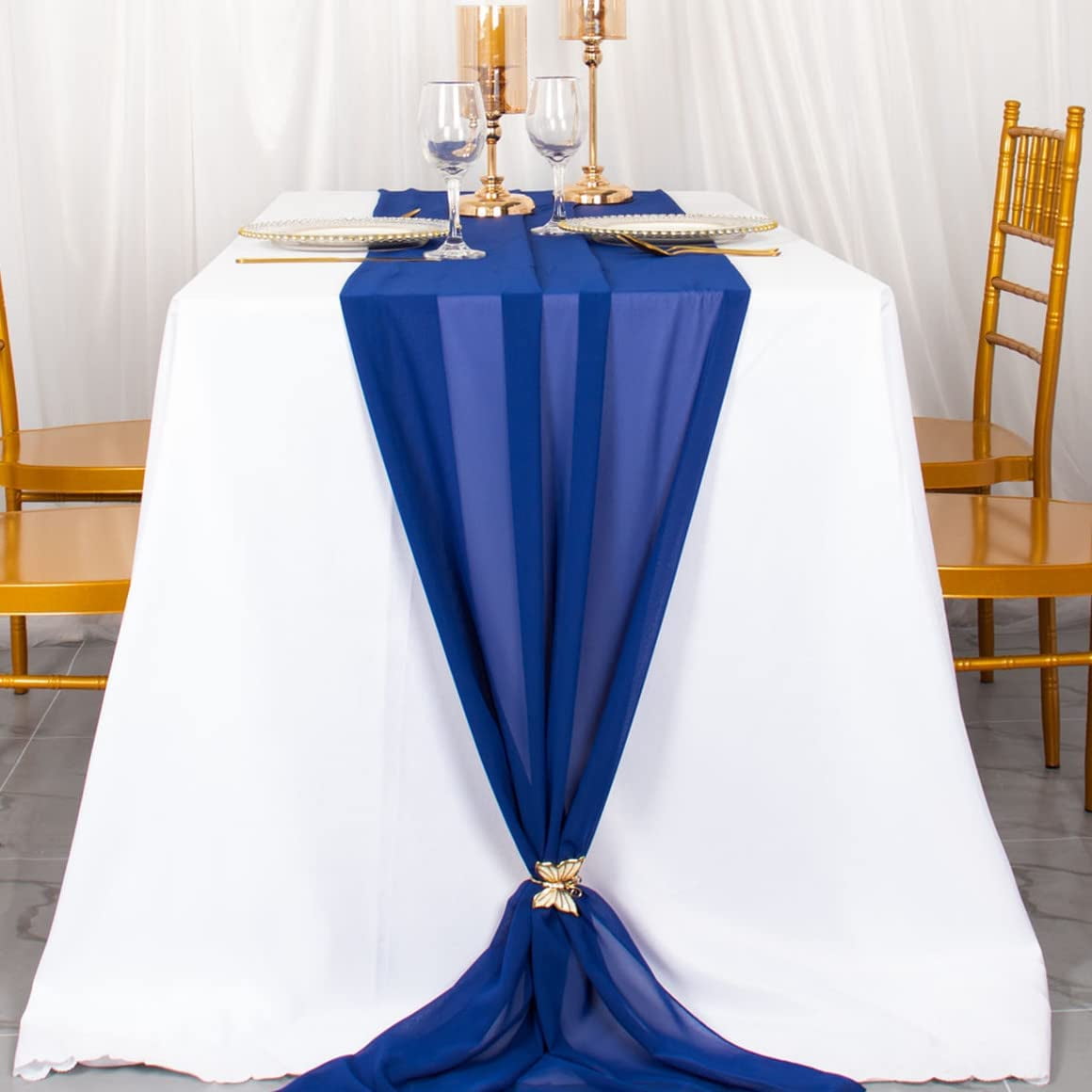 Chiffon Table Runner Royal Blue Voile Sheer Table Runners Tulle Wedding ...