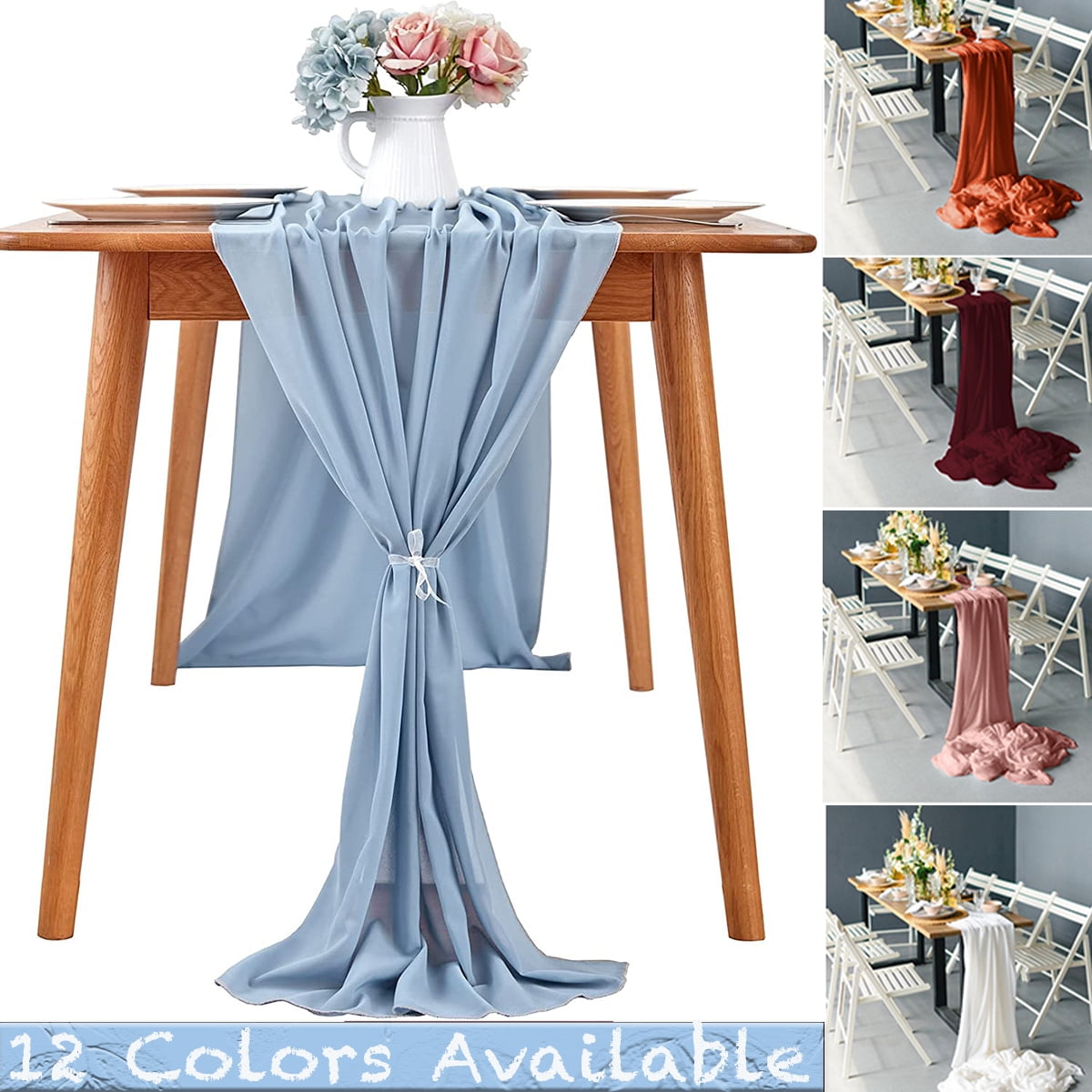 Chiffon Table Runners 10Ft Romantic Sheer Wedding Table Runner Overlays ...