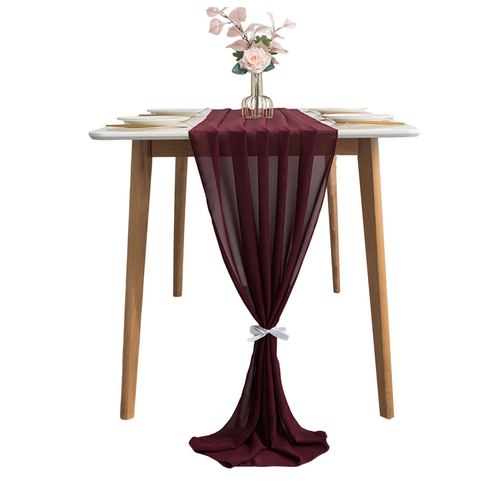 Chiffon Table Runners, 29 X 120 IN Boho Draped Gauze Table Runner ...