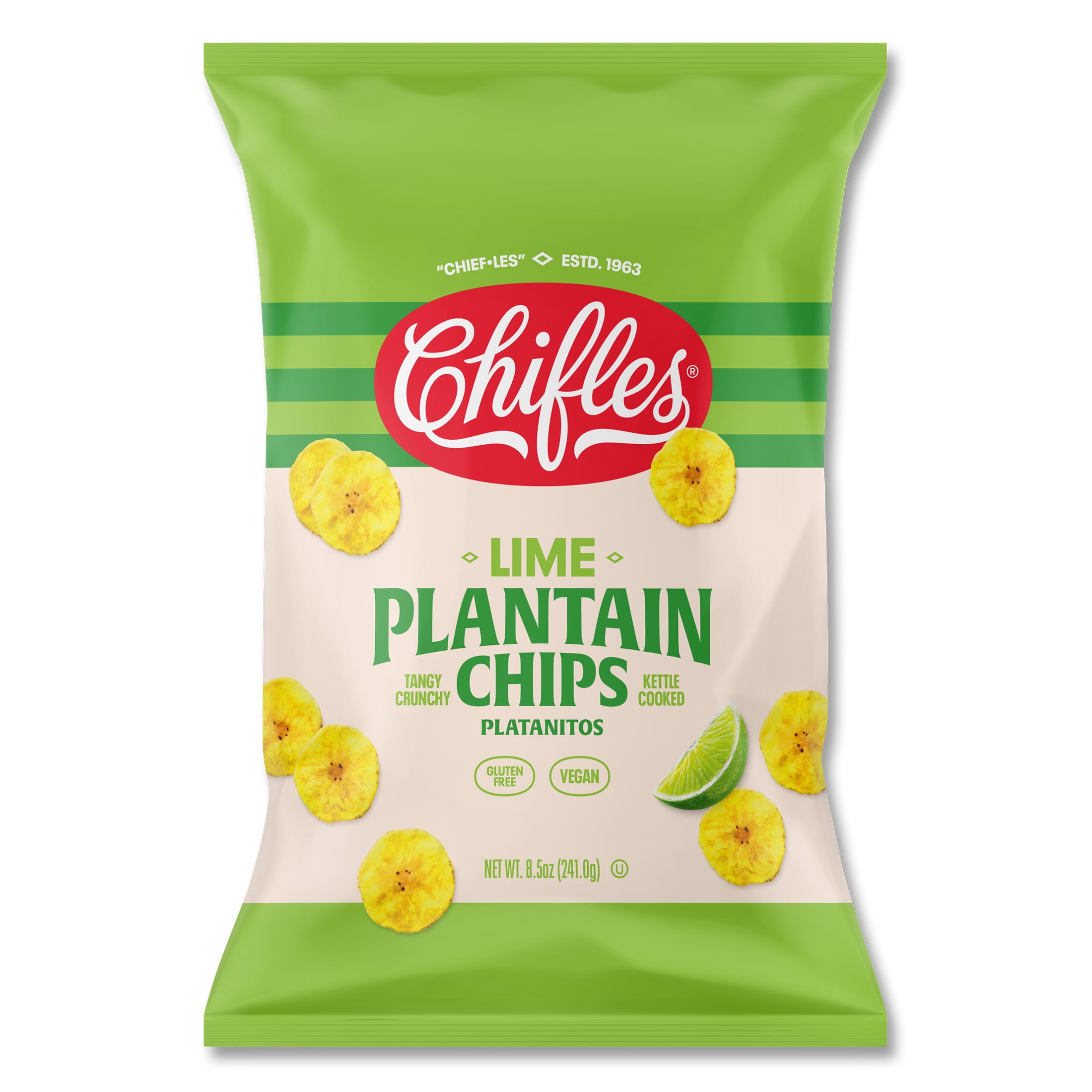 Chifles Tropical Lime Plantain Chips, All Natural, Gluten Free, 8.5 Oz ...