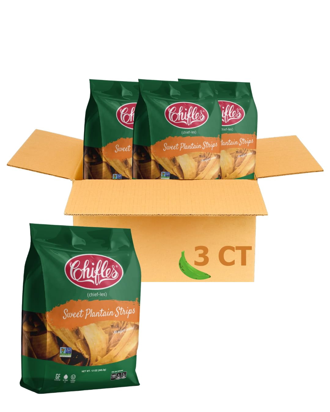 Chifles Maduritos Sweet Plantain TMA2 Strips 3 Bags, 12 Naturally Sweet ...