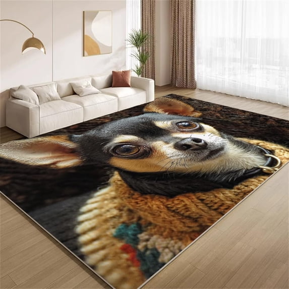 Chihuahua Area Rugs, 3D Pet Dog Pattern Carpet, Washable Non Slip Low ...