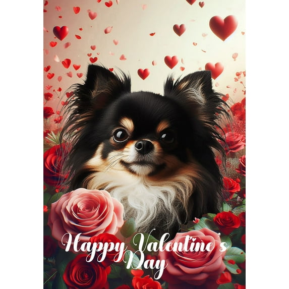 Chihuahua Black Longhaired - Best of Breed Valentines Day Outdoor House ...
