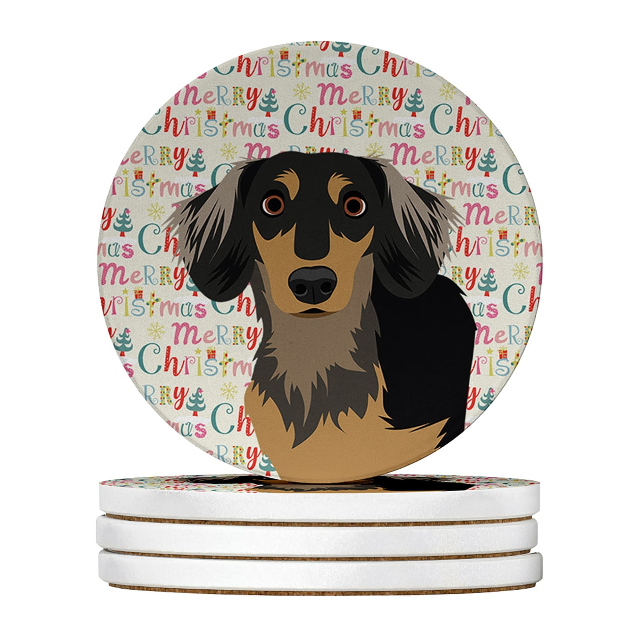 Chihuahua Black and Tan #4 Christmas Large Sandstone Coasters Pack of 4 ...