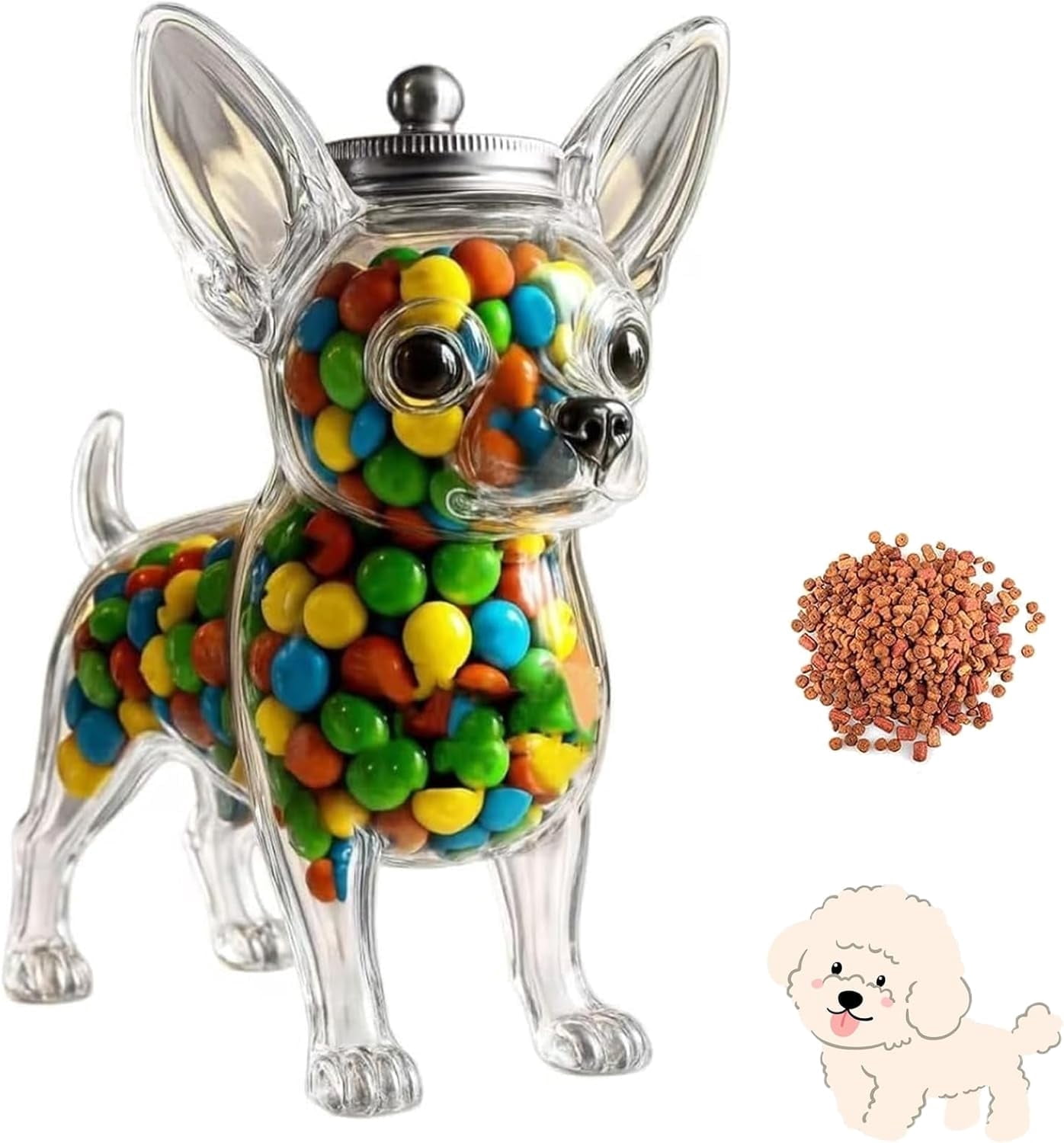 Chihuahua Candy Jar, Adorable Airtight Treat Container for Dogs Snacks ...