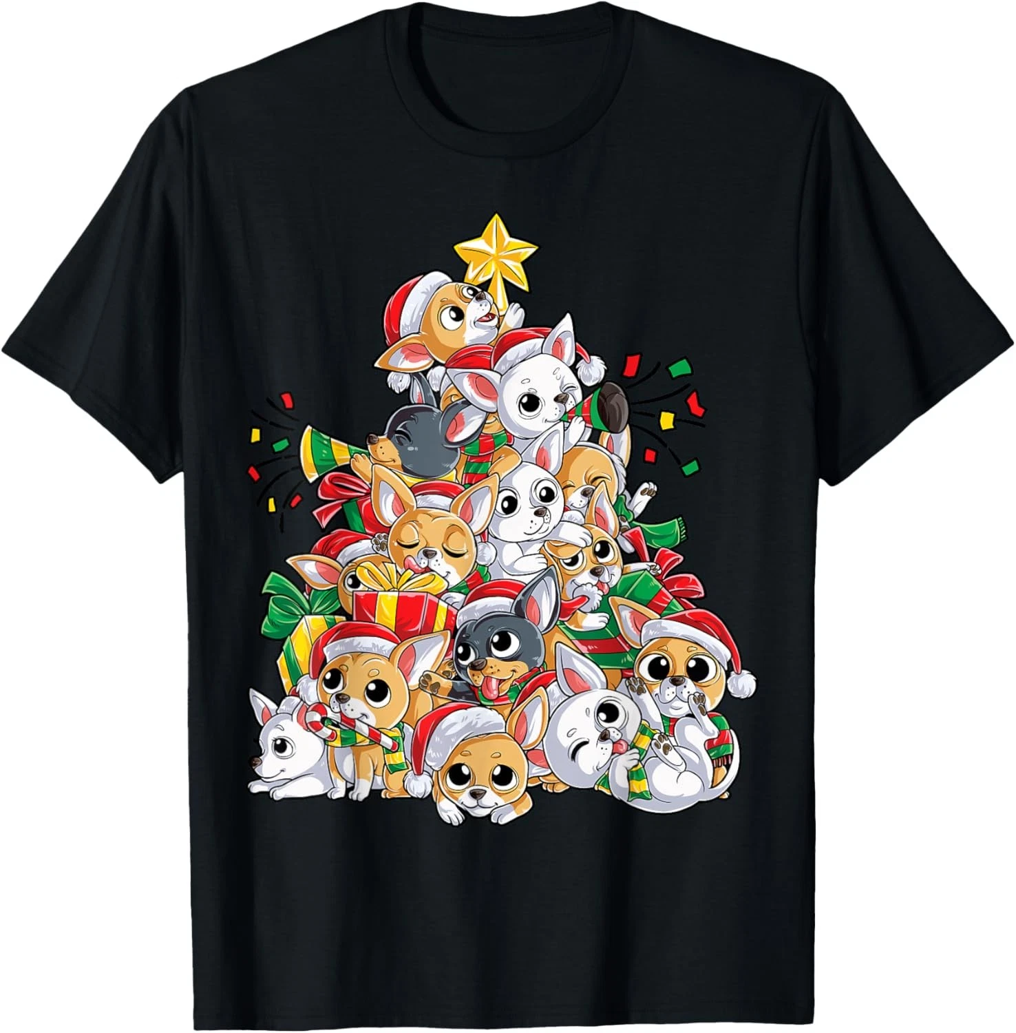 Chihuahua Christmas Tree Jolly Red Hat Man Dog Unisex T-Shirt up to ...