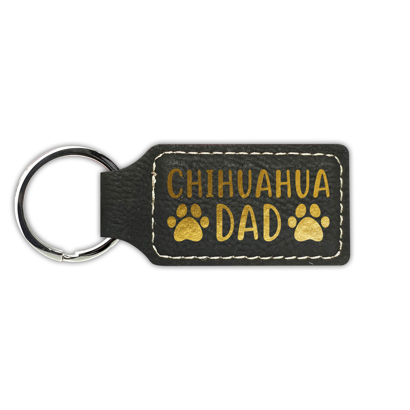Chihuahua Dad Keychain Leatherette Rectangle - Laser Engraved - Many ...