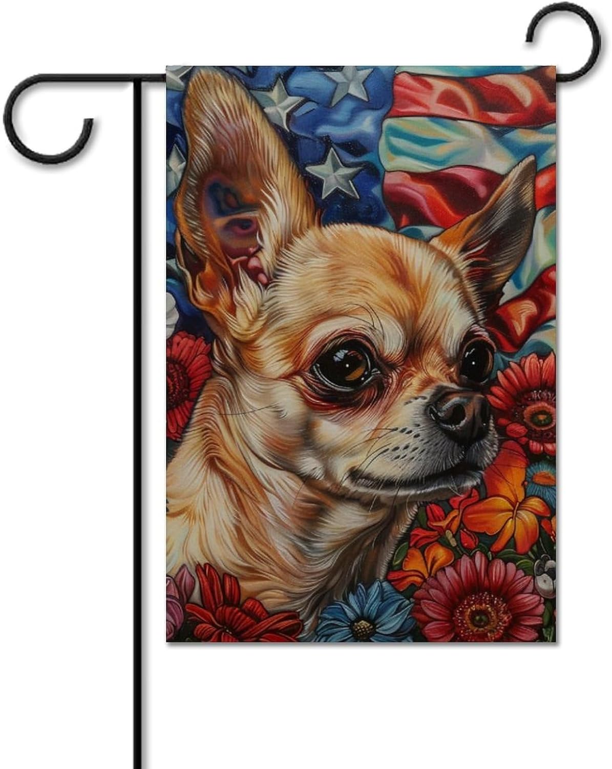 Chihuahua Dog 4th of July Garden Flags American And Flowers Flag Double ...