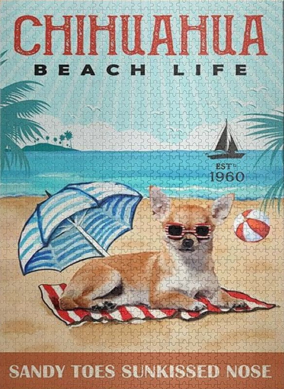 Chihuahua Dog Beach Life Sandy Toes Sunkissed Nose Puzzles For Adults ...