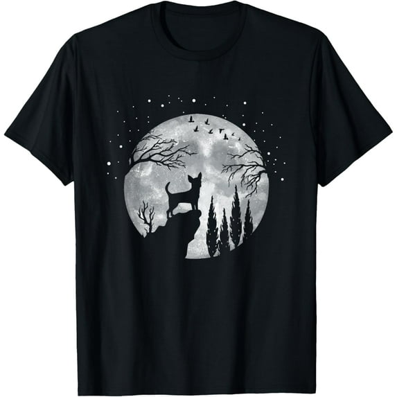Chihuahua Dog Full Moon At Night - Dog Breed Chihuahua T-Shirt men and ...