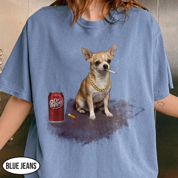 Chihuahua Dog Graphic Tee, Dr Pepper Reference Shirt, Casual Pet Art ...