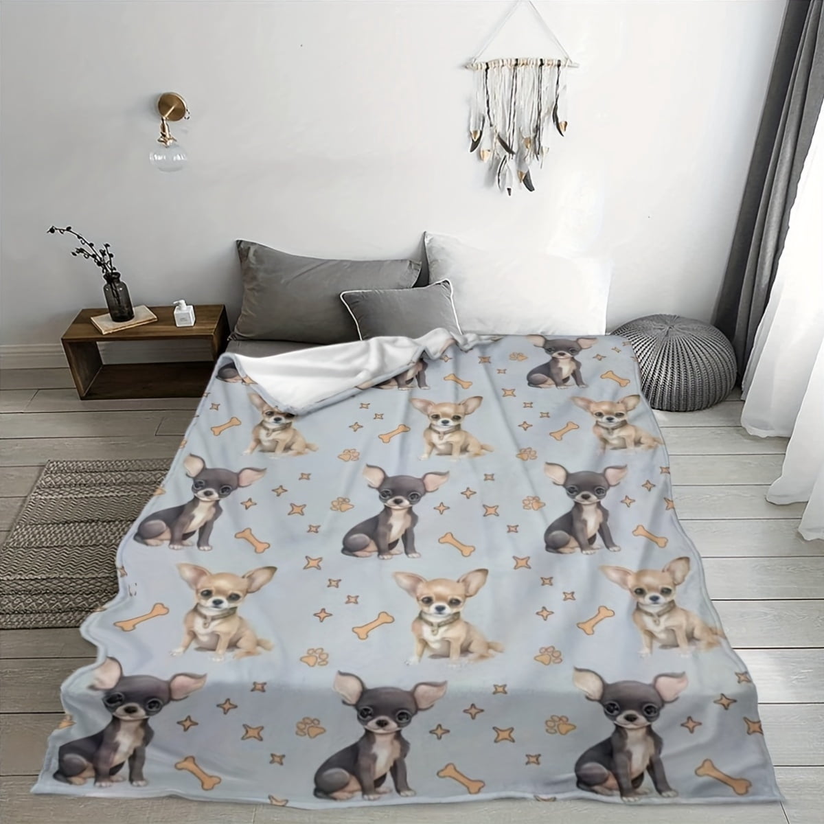 Chihuahua Dog Print Plush Throw Blanket - Ultra-Soft Flannel Bedspread ...