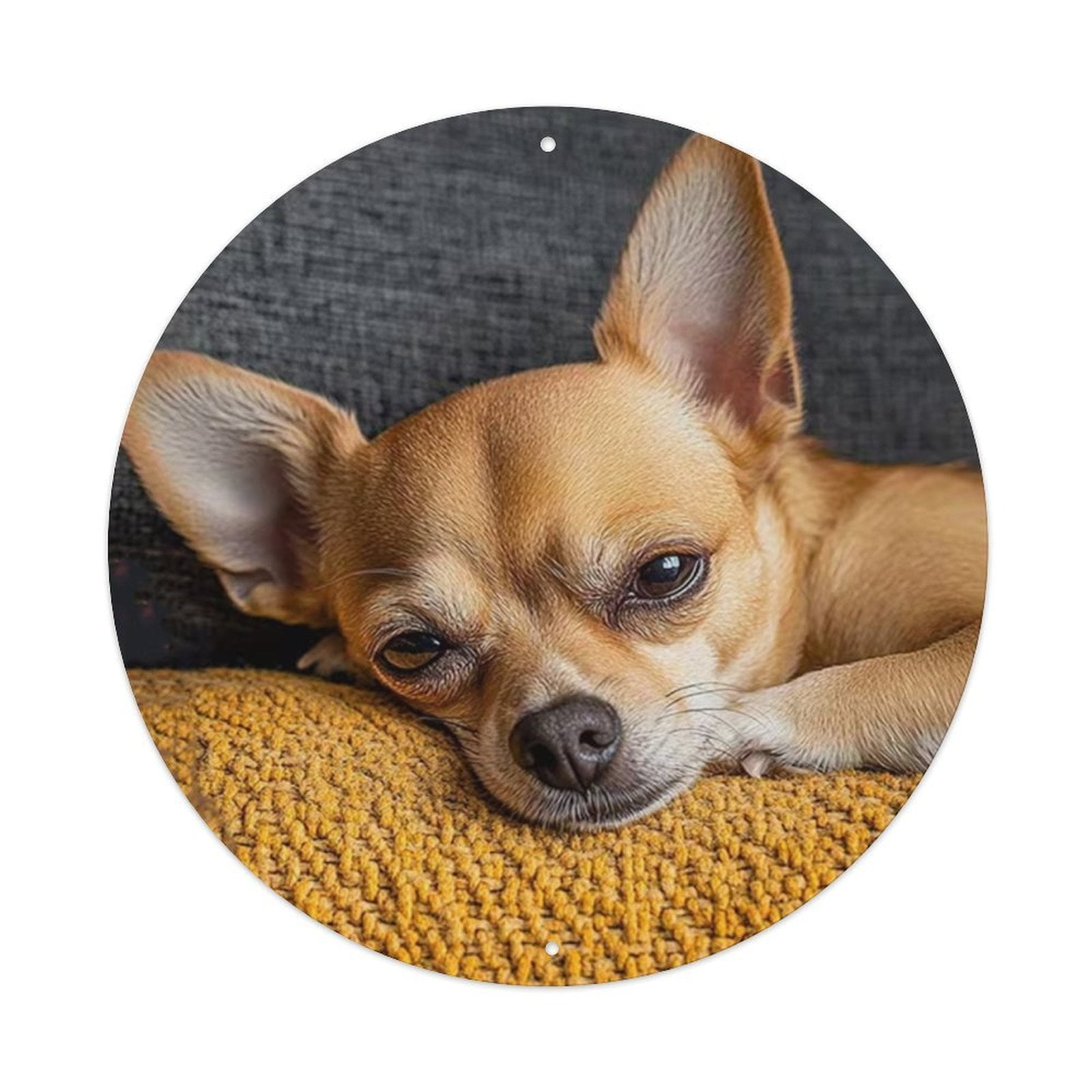 Chihuahua Dog- Round Tin Sign Vintage Metal Poster Living Room Bar Man ...